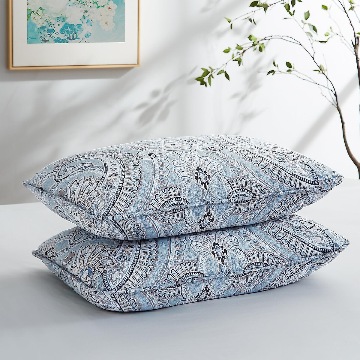 Southshore Fine Living, Inc. Oversized Bedding Quilt Set Lightweight, Summer Farmhouse Coverlet Bedspread 2-Piece with One Matching sham (68 in Wide x 98 in Long), Aqua, Twin/Twin XL