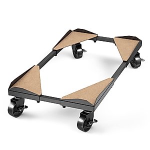 BYTESIUM PC Tower Stand – Metal Frame – Adjustable Width and Length – 4 Locking Wheels – Cork Pads – Computer Tower Stand for ATX – Easy Assembly – Wide Size Range – Computer Cart – CPU Holder