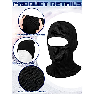 4 Pack 1-Hole Knitted Full Face Cover Winter Balaclava Ski Mask Thermal Face Cover for Men Women Outdoor Winter Sports (Black, White, Navy Blue, Gray)