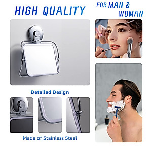 VELMADE Shower Mirror Fogless for Shaving Strong Suction Anti Fog Mirror for Shower Shatterproof Shaving Mirror Fog Free No Drilling Removable Waterproof Fogless Mirror for Bathroom, Gray