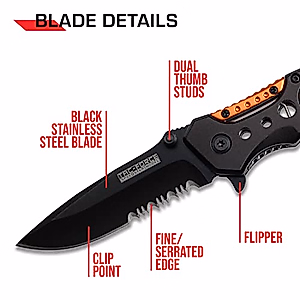 NDZ Performance TAC-Force Spring Assisted Opening EMT EMS Orange Rescue Folding Pocket Knife New