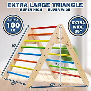 Climbing Triangle with Tent - Wooden Climbing Toys for Toddlers & Baby - X-Large Foldable Colorful Climber Indoor Gym for Kids - 100% Safe - CPSIA Lab Certified - Driddle