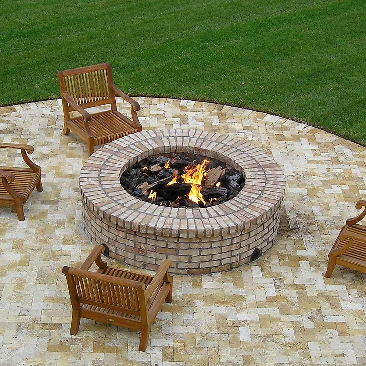 Spotix AFG Match Lit Fire Pit Burner Kit (SS-FR-6KIT-PAN-NG-MSCB), Round, 6-Inch Burner, 12-Inch Flat Pan, Natural Gas, Polished Chrome, with Flange, Key, Valve, Flex Line and Fittings