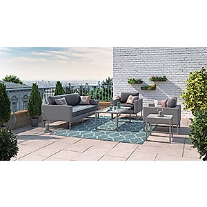 Elle Decor Tropez Mesh Outdoor Patio Furniture Collection with Metal Frame Arm Chair, Gray
