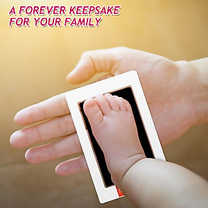 Outus Clean Touch Ink Pad Newborn Baby Handprint and Footprint Pet Paw Print Kit Inkless Infant Hand and Foot Stamp (Black)