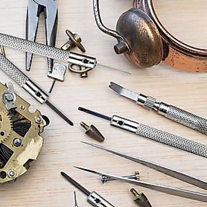 UKCOCO 13pcs Micro Precision Watch Screwdriver Set, with 13pcs Extra Replace Blades and 16pcs Steel Spring Bar Pins Repair Link Tool for Glasses Jewelry Electronics