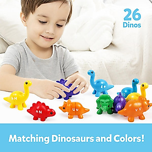 Matching Letters Counting Dinosaur Toys with Double-Sided ABC Alphabet Preschool Learning Uppercase Lowercase Sensory Sorting Educational Montessori Toy Sets for Kids Toddler Aged 3+ Years Old…