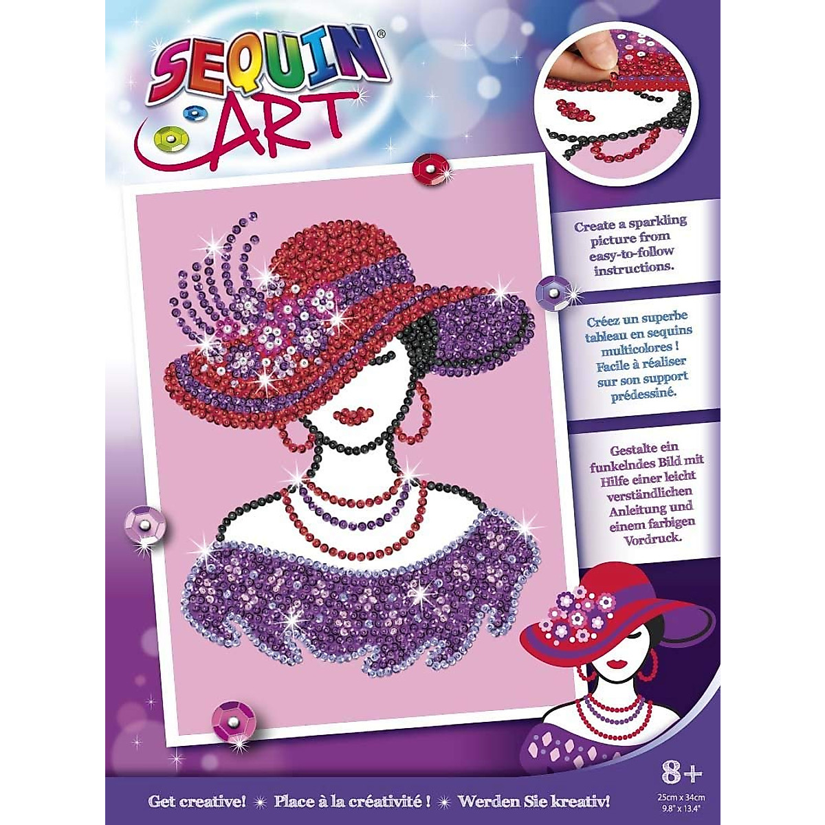 Distribution Solutions Sequin Art Purple Red Hatter, Sparkling Arts and Crafts Kit; Creative Crafts for Adults and Kids