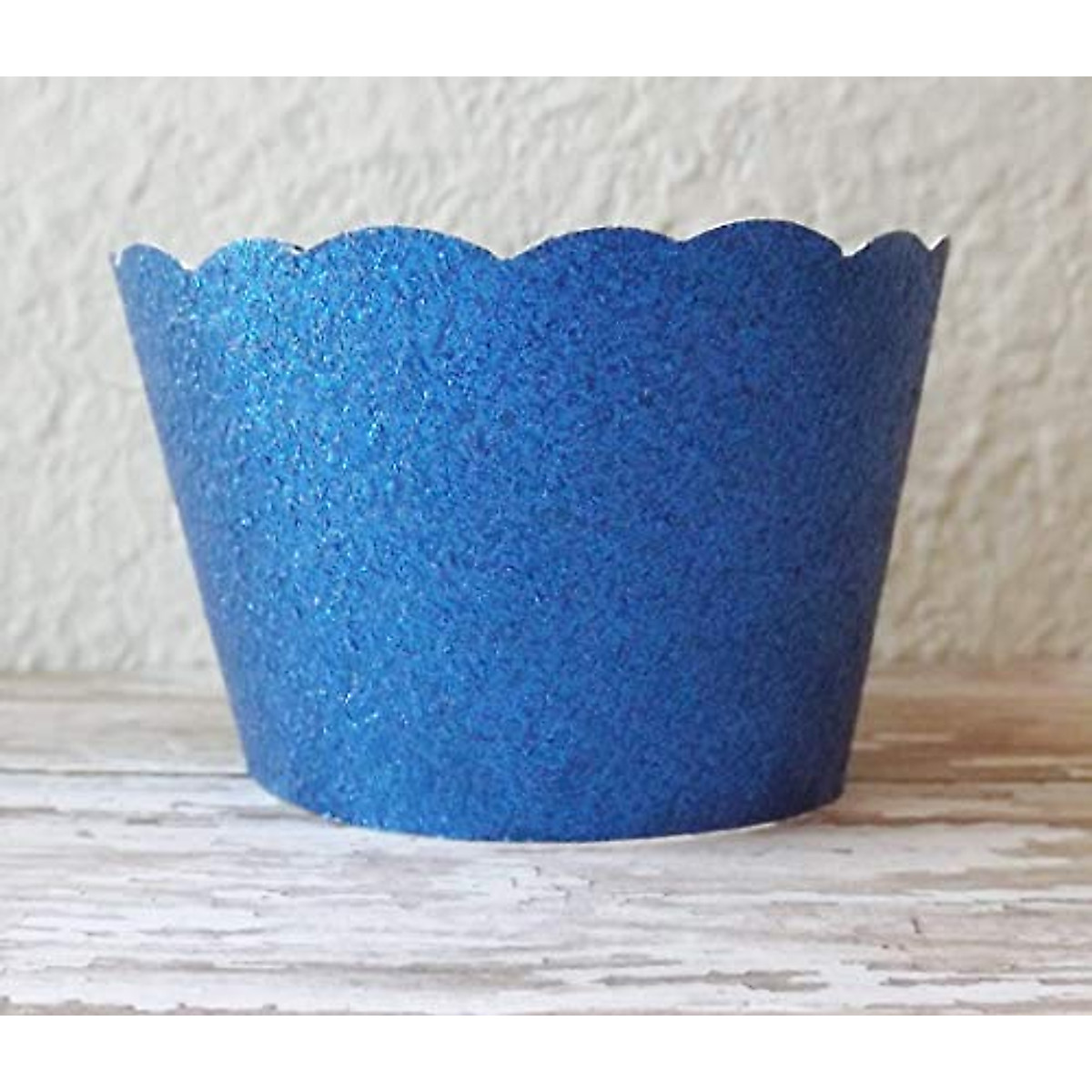 Royal Blue Glitter Cupcake Wrappers Party Dessert Decorations Standard and Mini Holders Set of 12