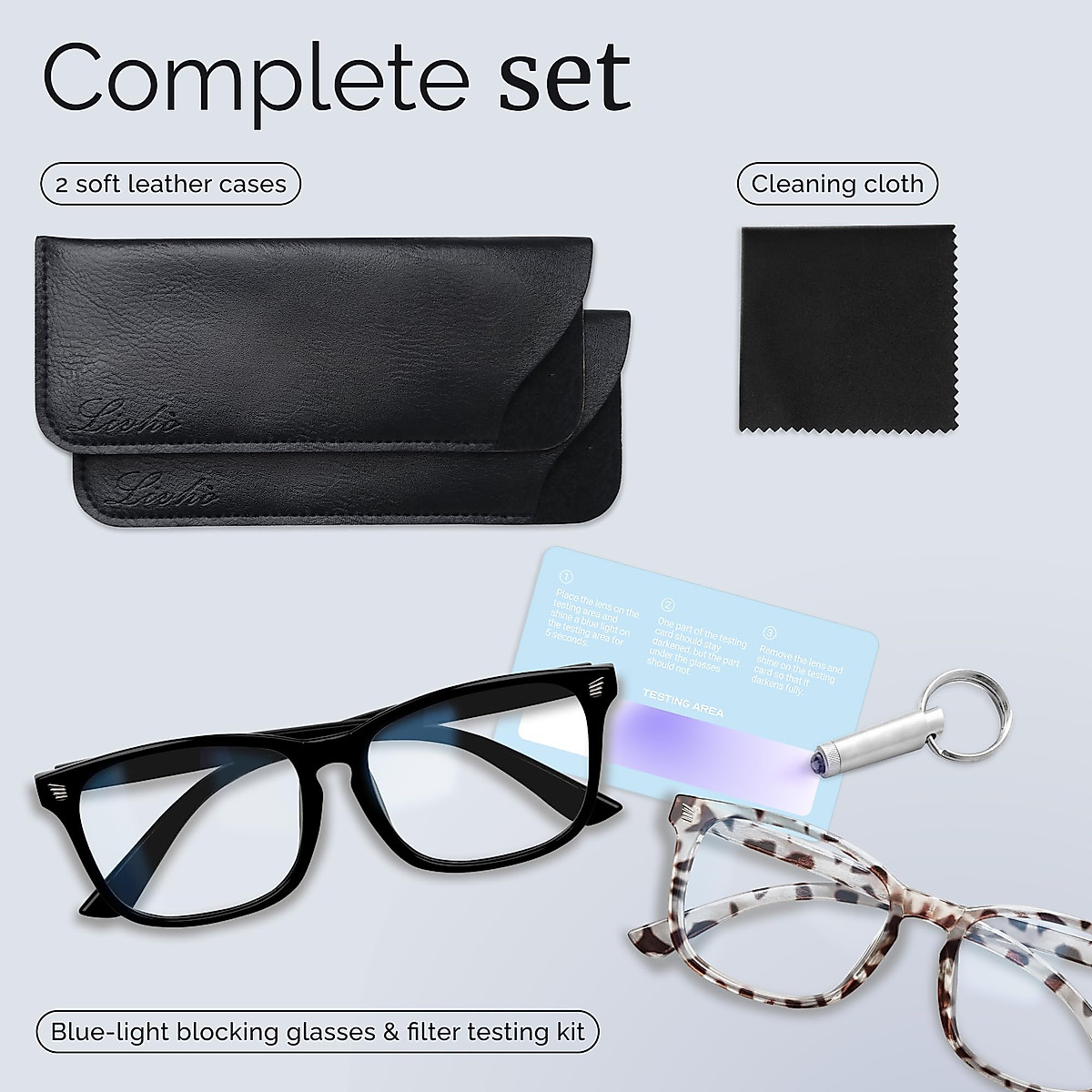 livho 2 Pack Blue Light Blocking Glasses, Computer Reading/Gaming/TV/Phones Glasses for Women Men,Anti Eyestrain & UV Glare (Matte Black+Leopord)