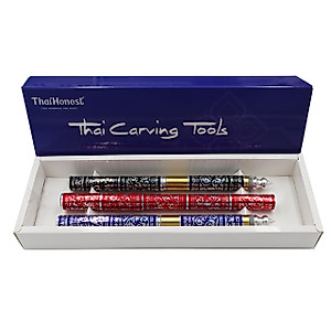 ThaiHonest SET 3 FRUIT AND SOAP CARVING KNIFE SEEDING KNIVES BRASS HANDMADE MULTICOLOR (Multicolor)