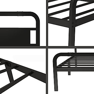 Emiosmt 14 Inch Twin Metal Platform Bed Frame with Headboard and Footboard,2500lbs Heavy Duty Steel Slat Support,No Box Spring Needed,Easy Assembly,Square Tube,Twin Bed Frame