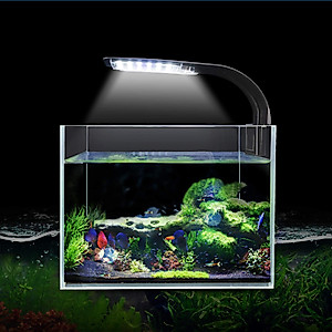 Senzeal X5 Virgo 24 LED Aquarium Light 10W Clip-on Lamp Aquatic Plant Lighting for 10-15inch Fish Tank (Black)
