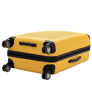 Kenneth Cole REACTION Renegade Luggage Expandable 8-Wheel Spinner Lightweight Hardside Suitcase, Honey Butter, 28-Inch Checked