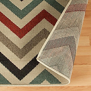 SUPERIOR Area Rugs for Bedroom, Farmhouse, Kitchen, Entryway, Laundry Room | Living Room Decor | Chevron Indoor Outdoor Collection, 4' x 6', Beige