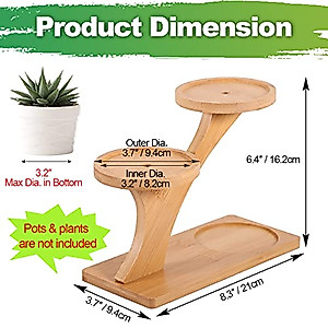 FAHAWEL Tabletop Bamboo Succulent Plant Stand Indoors Desktop Window Sill Plant Shelf 2 Packs, Small Mini Cute 3 Tier Plant Holder for Indoor Plants Table Top Desk Tiered Planter Flower Pot Holder
