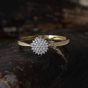 DZON 10k Yellow Gold 1/10CT TDW Round Diamond Composite Promise Ring for Her (I-J,I2)