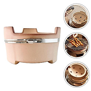 Portable Grill Charcoal Charcoal Barbecue Grill Stove BBQ: Household Pottery Clay BBQ Grill Stove Portable Camping Grill Stove Tabletop Smoker Grill Stove Portable Grill