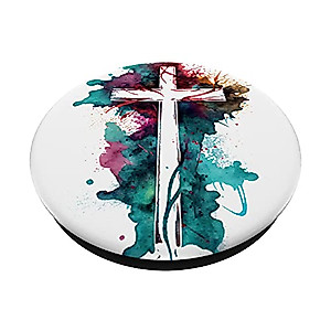 Christian Cross Watercolor Illustration PopSockets Swappable PopGrip