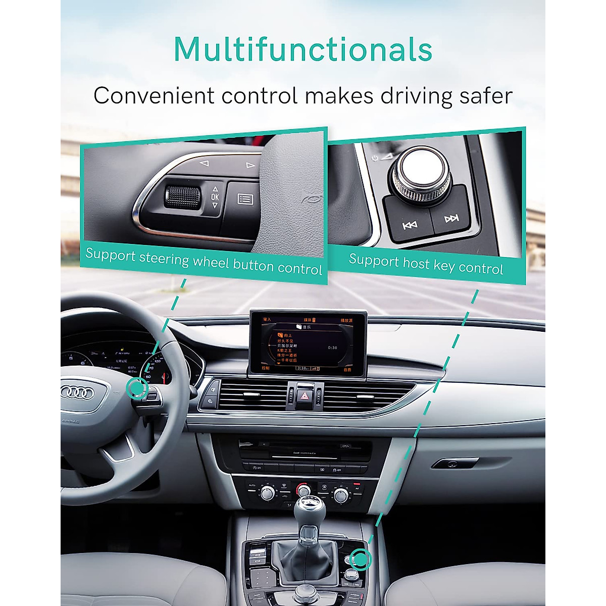 CHOOCL Bluetooth 5.0 aptX-HD Car Adapter Compatible for Audi MMI 3G AMI Music Interface,Audi Symphony,Audi Concert,Mercedes Media Interface and Volkswagen MDI Connector(A1-3000A)