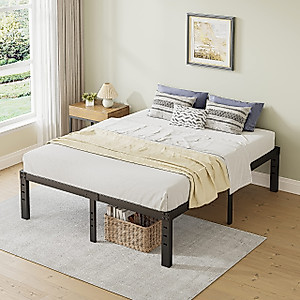 RestVille Queen Size Bed Frame Heavy Duty Steel Slats Platform Metal Bed Frame No Box Spring Needed
