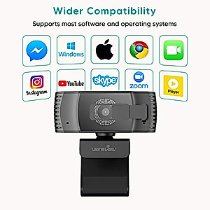 wansview Webcam with Microphone, 1080P HD Webcam USB PC Laptop Web Camera with for Computer Desktop Live Streaming/Zoom/Video Call/Online Meeting/Gaming