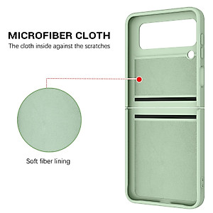 GaoBao for Samsung Galaxy Z Flip 3 5G Case, Galaxy Z Flip 3 5G Cover 6.7'', Silicone Soft Gel Rubber Bumper Shockproof Anti-Scratch Protective Case with Ring for Galaxy Z Flip3 5G 2021, Matcha Green.