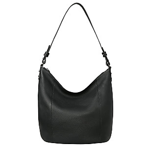 Iswee Black Leather Purse Shoulder Bag for Women Hobo Purses and Handbags Pocketbooks Cross Body Bag Large (Black)