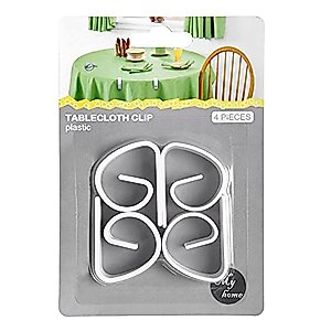 Olodeer White Plastic Tablecloth Clips,for Fixing Tablecloths in Restaurants,Wedding Banquets,Graduation Ceremonies and Outdoor Picnics.4Pack