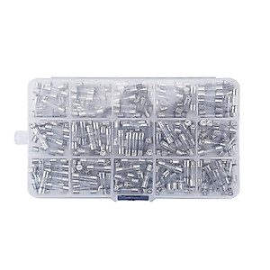 300 Pcs 15 Values 5 x 20mm Fast-Blow Glass Fuse Assortment, 250V 0.1A/ 0.25A/ 0.2A/ 0.5A/ 1A/ 1.5A/ 2A/ 3A/ 4A/ 5A/ 8A/ 10A/ 12A/ 15A/ 20A Tube Fuses