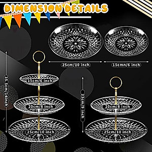 14 Pieces Tiered Cupcake Stand Set Gold 2-Tier 3-Tier Serving Stand Tower Tray with Round Rectangle Food Serving Trays Long Slim Dessert Stand for Party Baby Shower Wedding (Crystal Style)