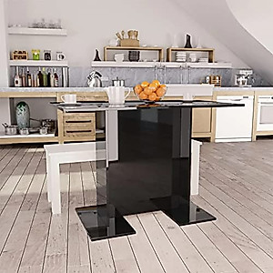 vidaXL Dining Table Home Indoor Kitchen Dining Room Living Room Office Dinner Dinette Table Desk Furniture High Gloss Black Engineered Wood