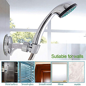 Adjustable Shower Head Holder Bathroom Chrome Wall Mount Strong Suction Handheld Universal Wall Mounted Bracket, No Drilling Required