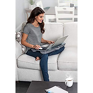 LapGear Home Office Lap Desk with Device Ledge, Mouse Pad, and Phone Holder - Black Carbon - Fits up to 15.6 Inch Laptops - Style No. 91588