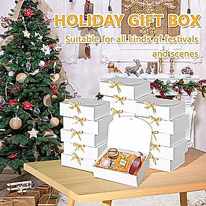 WLUSEAXI 15Pack Gift Boxes with Lids, 10.6x7.8x3.1 Inches Bridesmaid Proposal Boxes with Ribbon, White Gift Boxes for Presents,Kraft Paper Boxes for Wedding Christmas Birthday Baby Shower Party