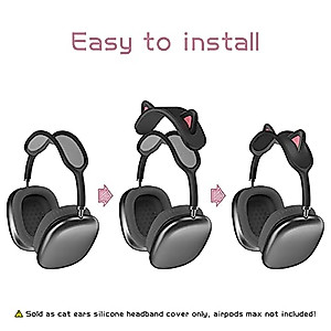 WQNIDE Headband Cover for AirPods Max, Cute cat Ears Design Soft Silicone Headphone Headband Protectors/Comfort Cushion/Top Pad Protector Sleeve Compatible with Apple AirPods Max (Black)