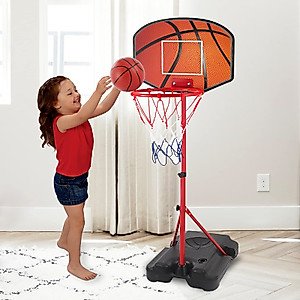 Kids Basketball Hoop for 1 2 3 4 5 6 Year Old Stand Adjustable Height 3.5ft-5.5ft Toddler Indoor Mini Basketball Hoops Goal Ball Games Toys for Girl Boy Age 1-3 2-4 3-5