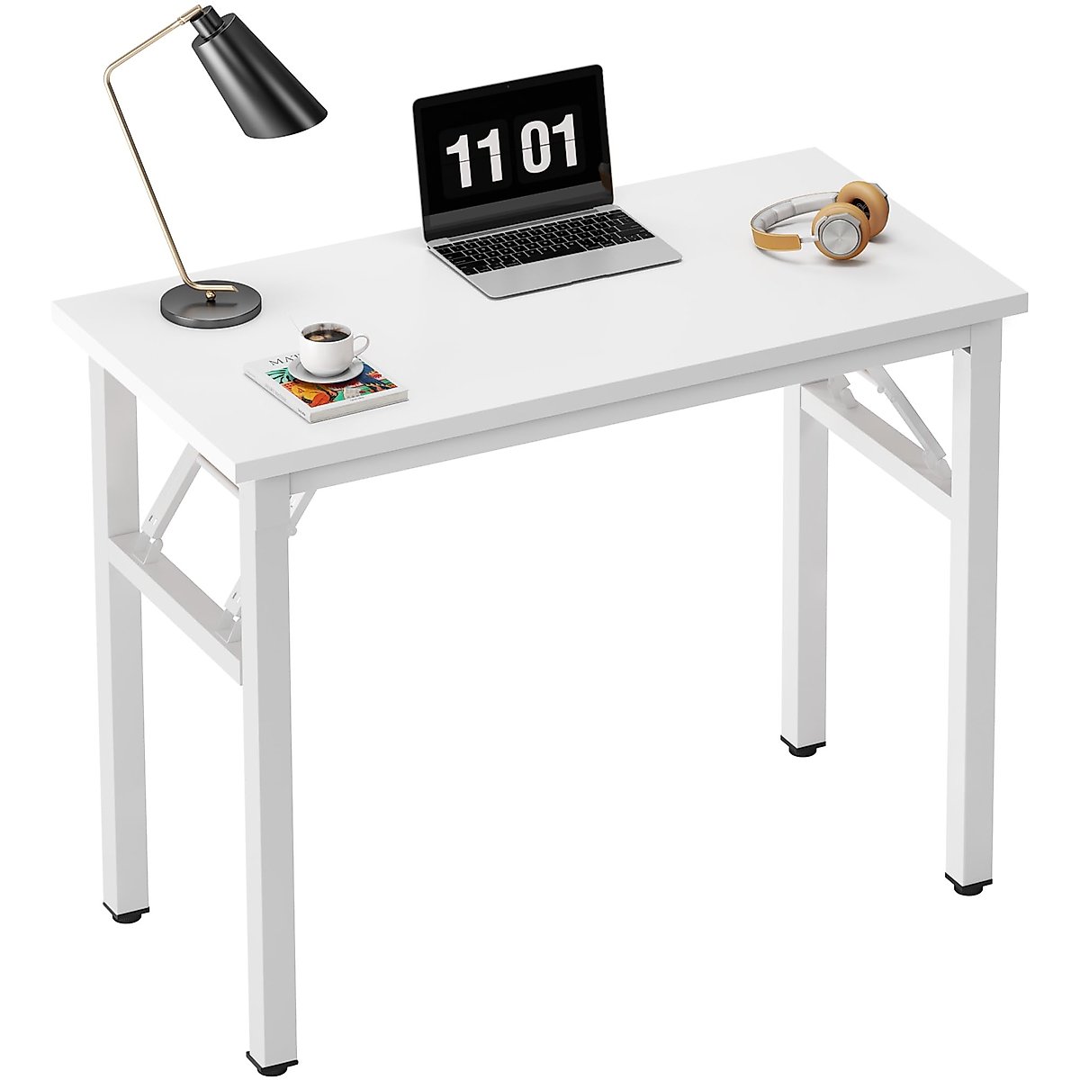 Need Small Computer Desk 31.5 inches Folding Table No Assembly Sturdy Small Writing Desk Folding Desk for Small Spaces, White