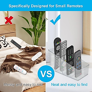 Senbus TV Remote Control Holder Organizer Box with 4different heights Compartments,Desktop Caddy Storage Stand Organizer for Remote Controllers, Office Supplies, Makeup Brush, Media Accessories