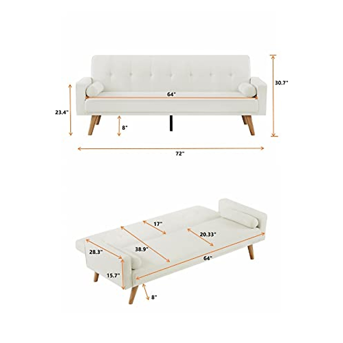 Tufted Upholstered Futon Sofa Daybed Modern Convertible Loveseat Sofa & Couch Soft Convenient Nap Sleeper Couch Bed for Home Office Apartment Furniture Sets