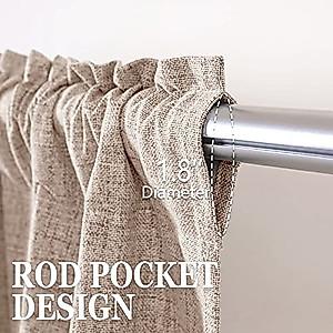 MIULEE 100% Blackout Curtains 72 Inches Long 2 Panels Set for Bedroom Living Room Privacy Linen Black Out Thermal Insulated Rod Pocket Room Darkening Burlap Window Drapes, W52 x L72, Beige