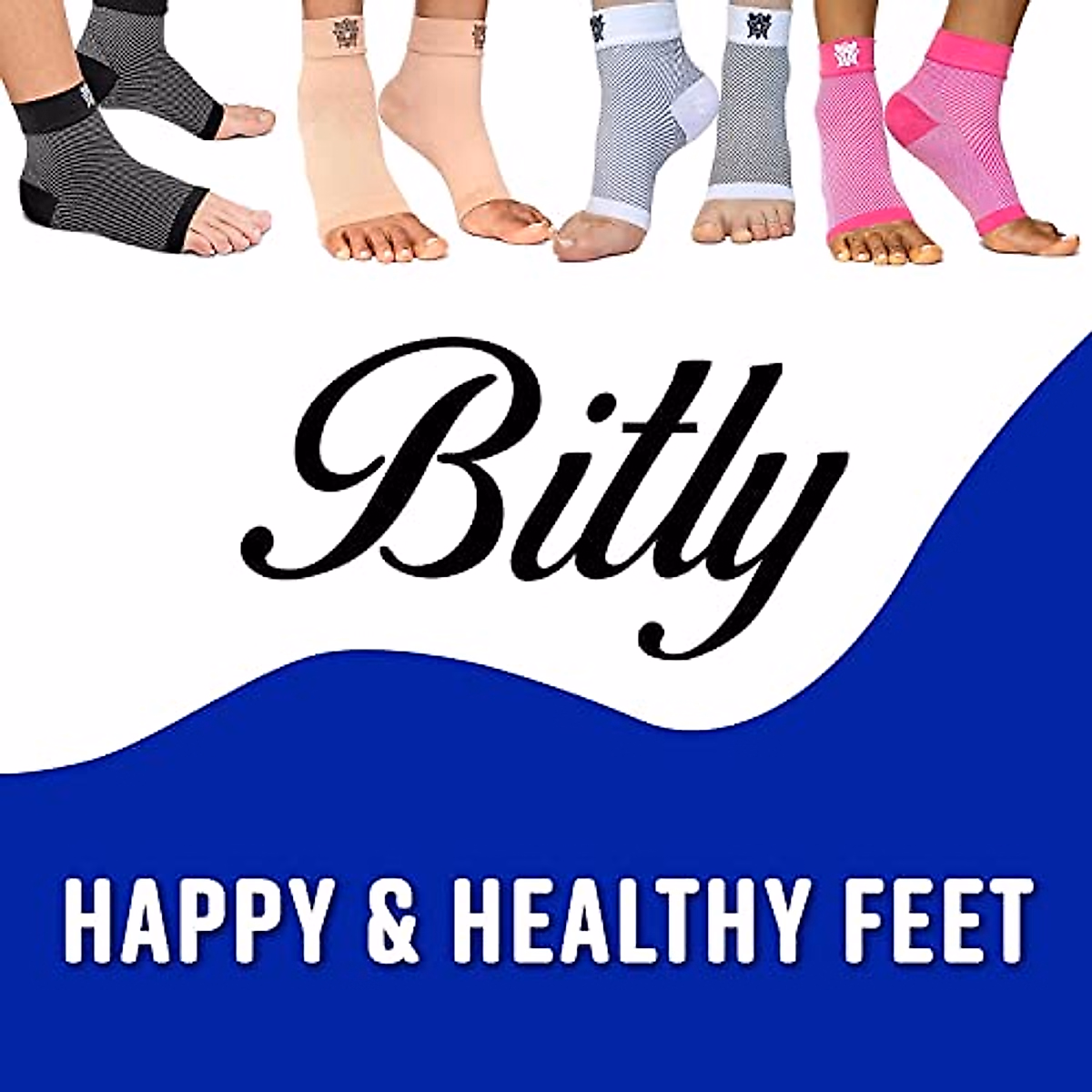 Bitly Plantar Fasciitis Compression Socks for Women & Men - Best Ankle Compression Sleeve, Nano Brace for Everyday Use - Provides Arch Support & Heel Pain Relief (Black, Medium)