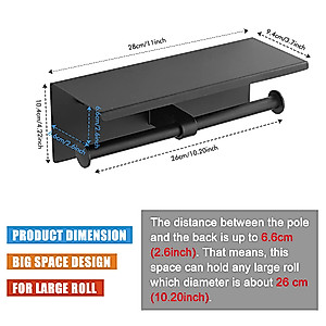 SUNTAI Double Toilet Paper Holder with Phone Shelf, 304 Stainless Steel Modern Bathroom Roll Tissue Holder Wall Mounted, Mattle Black
