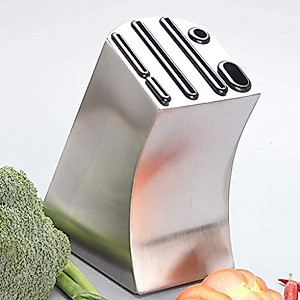 CUJUX World Universal Knife Block Stainless Steel Modern Design with Scissors Slot Knife Holder Countertop Storage