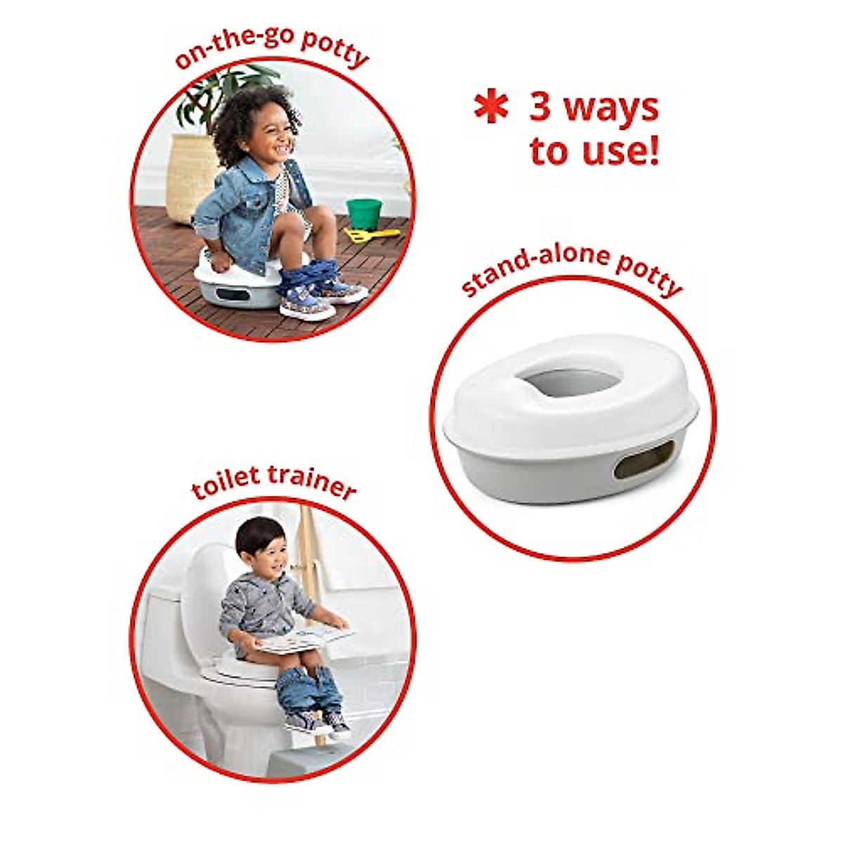Skip Hop Potty Training Toilet, Go Time 3-in-1 Potty, White/Grey