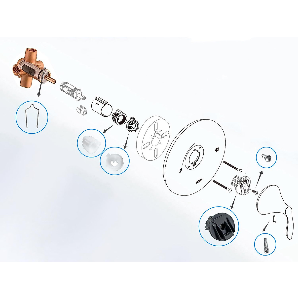 116653 Posi-Temp Shower Handle Replacement Part Adapter Kit Fits Moen Shower Handle Adapter (1 Pack)