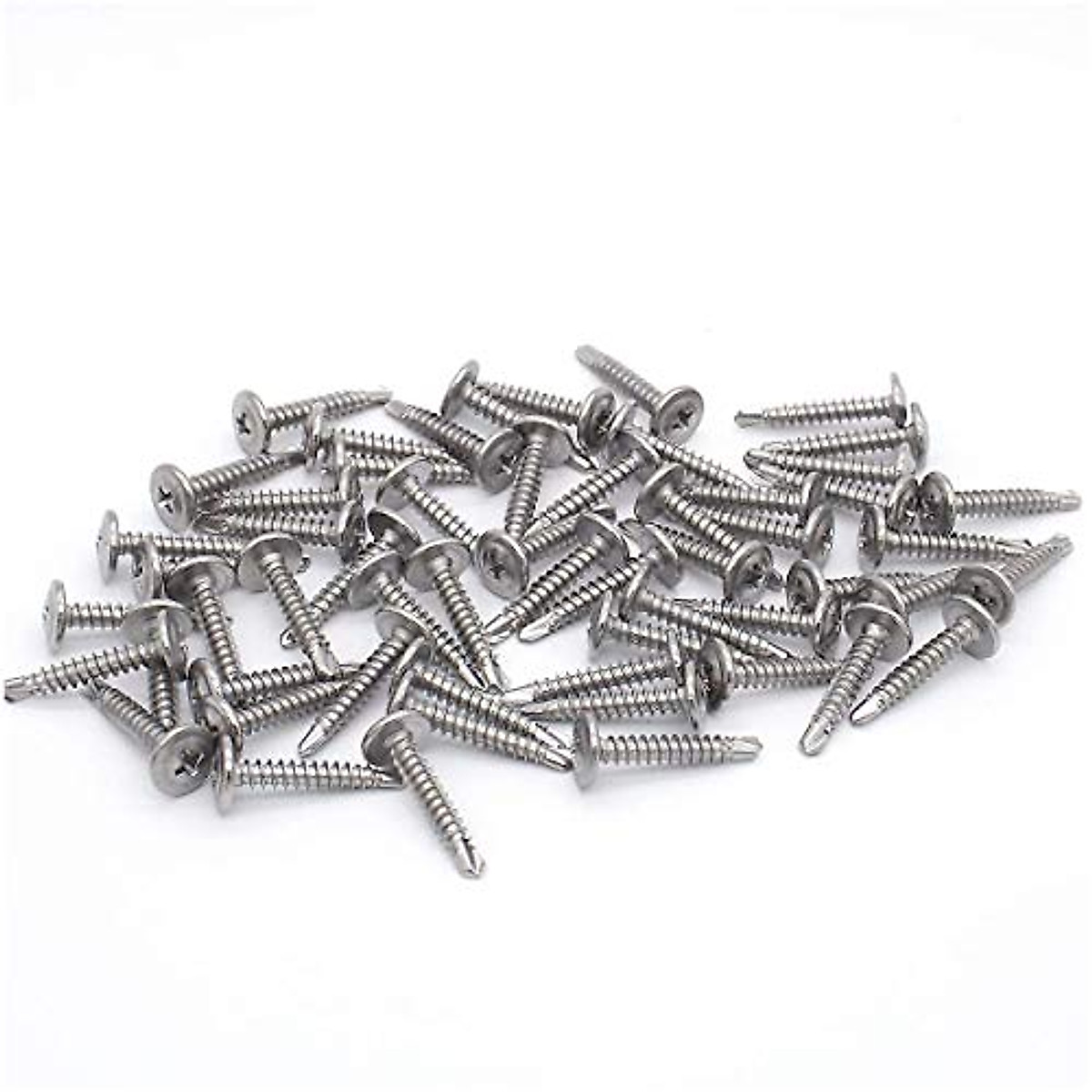 L-A #8 x 1-1/4" 410 Stainless Steel Wafer Head Phillips Self Drilling Screws Sheet Metal Tek Screws, Modified Truss Head Self Driller (50 Pcs;4.2 x 32mm)