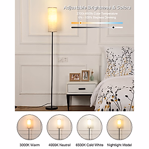 Lightess RGBWW Smart LED Floor Lamp for Living Room, Dimmable Floor Lamp Modern 67" Tall Standing Lamp for Bedroom, Remote & WiFi APP Control, 2700K-6500K Minimalist Floor Lamp RGB Bulb Included