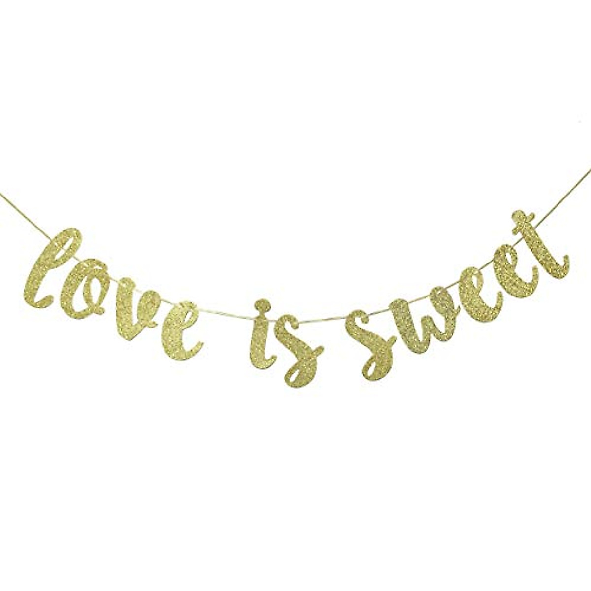 Love is Sweet Banner Gold Glitter for Bridal Shower Engagement Wedding Bachelorette Party Decor Sweets Table Sign Photo Booth Props
