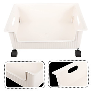 LIFKOME Storage Box with Pulleys Plastic Storage Containers for Clothes Kids Storage Organizer Bins Office Storage Boxes Under Desk Cart Mobile Bookshelf Desk Book Shelves Wheel